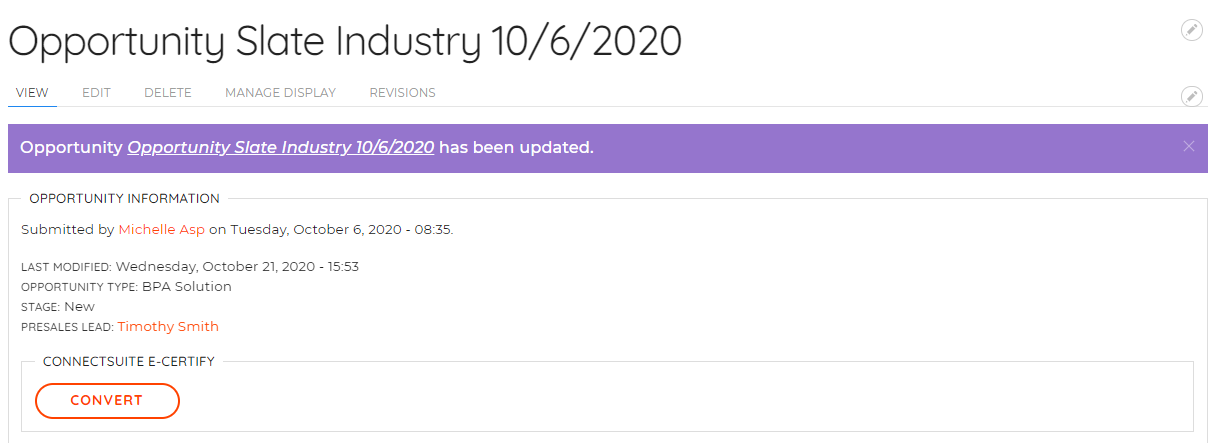 ConnectSuite E-Certified Is now a Self Service Product! | Presales Engagement Portal